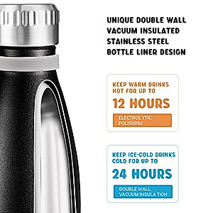 Mollcity 9 oz Water Bottle-Stainless Steel Water Bottle for School Insulated Vacuum Metal Leak Proof Cola Shape Mini Water Bottle for Boys Girls(Black)