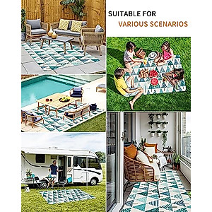 Outdoor Rugs for Patio,4x6 ft Christmas Tree Pine Tile Pattern Green Absorbent Non Slip Mats Carpet Rv Camping Area Rug Door Mat for Patios,Camper,Tent,Porch