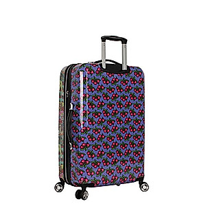 Betsey Johnson 26 Inch Checked Luggage Collection - Expandable Scratch Resistant (ABS + PC) Hardside Suitcase - Designer Lightweight Bag with 8-Rolling Spinner Wheels (Girls Print)