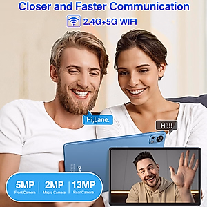 DMOAO 11 inch Android 13 Tablet 16GB+256GB Tablets with 1TB Expand, Octa-Core 2000 * 1200 2K FHD Display 13MP Camera, 8600mAh, Quad Speakers, 5G WiFi, Split Screen Support (Blue with Case)