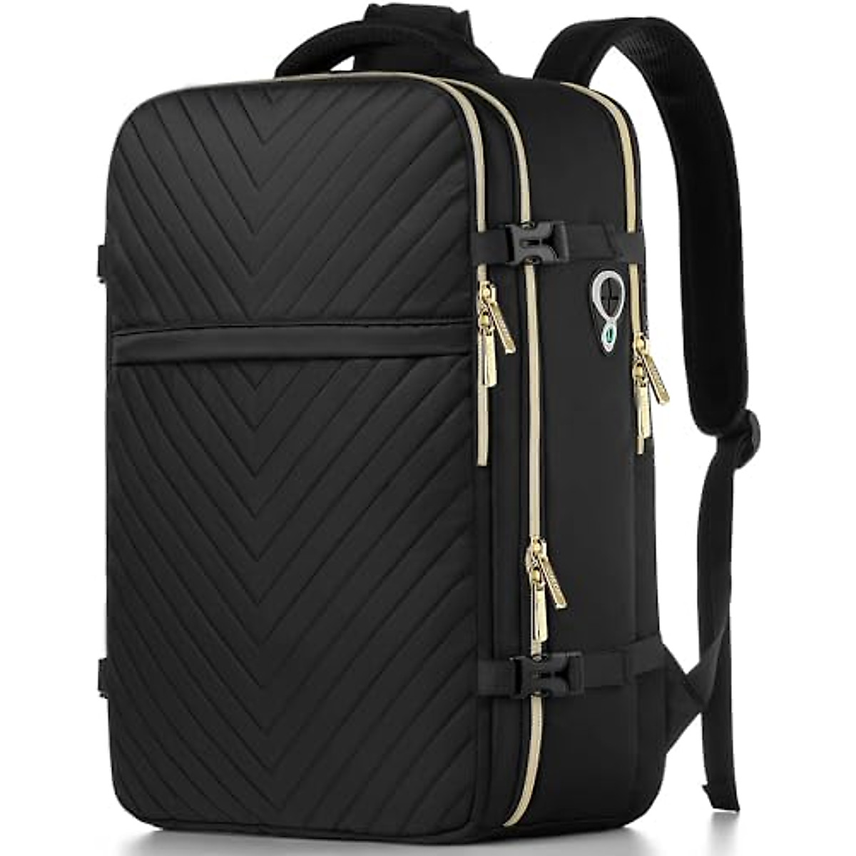 Large Carry On Travel Backpack - Flight Approved Waterproof Anti-Theft Luggage Daypack for Women Men Fit 17 Inch Laptop Business Weekender Overnight Backpack College Bag Personal Item Size Black