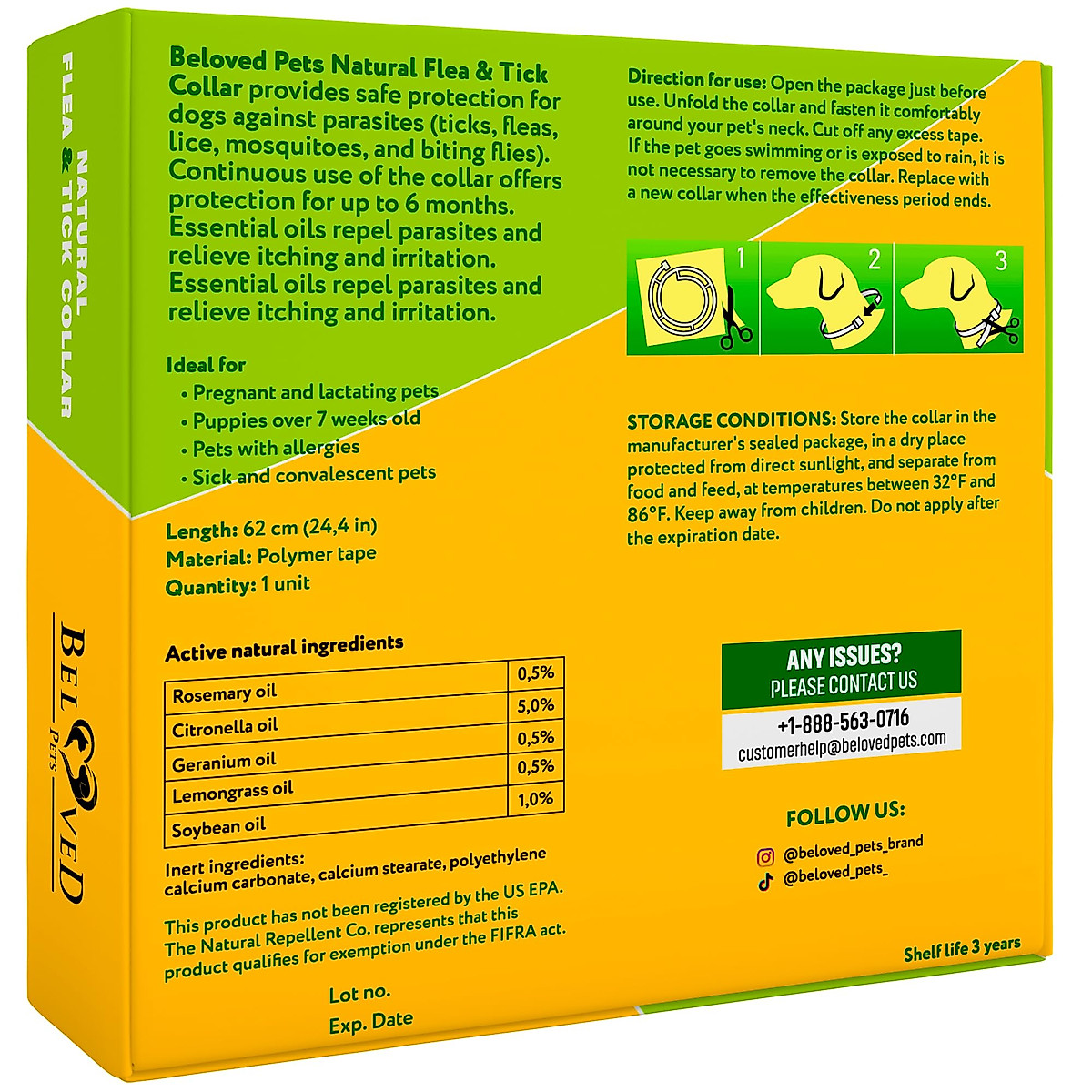 Natural Flea & Tick Collar for Dogs - 6 Months Control of Best Prevention & Safe Treatment - Anti Fleas and Ticks Essential Oil Repellent (1 Count (Pack of 1))
