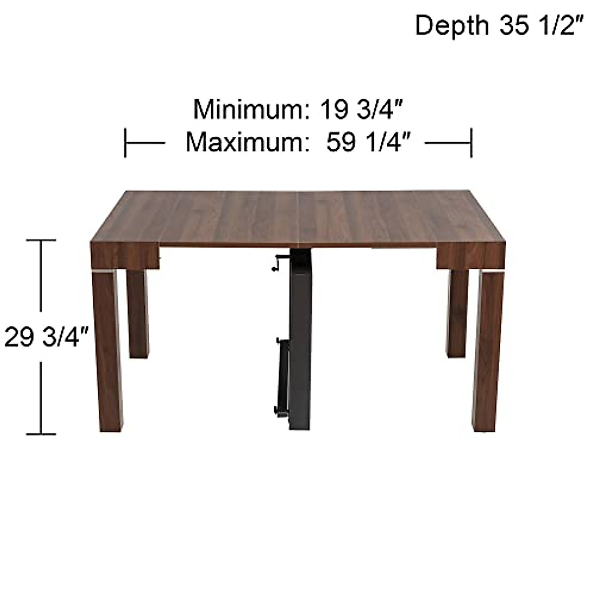 55 Downing Street Warhol Modern Distressed Walnut Wood Rectangular Dining Table 59 1/4" x 35 1/2" Brown 2-Leaf Extension for Spaces Living Room Bedroom Bedside Dining Room Entryway House Office