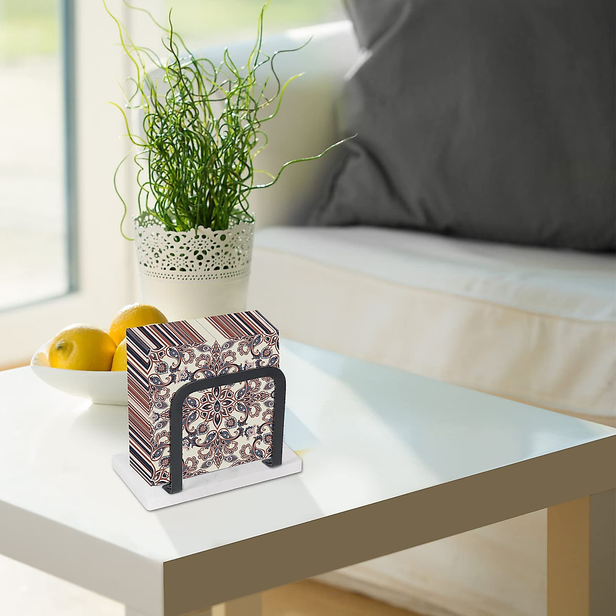 Winmien Napkin Holder, Paper Towel Dispenser with Marble Base for Kitchen Countertops.（Black）