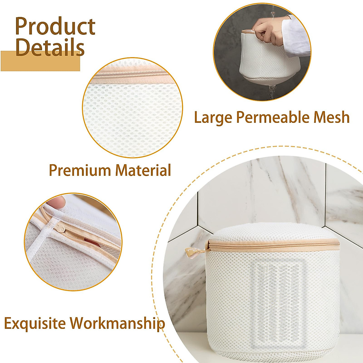 2PCS Bra Bags For Laundry,Mesh Bra Washing Bags for Washing Machine,Lingerie Bags For Washing Delicates,Underwear Brassiere Washing Bags with Zipper for Women