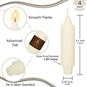 NJAO HOO Ivory Short Taper Candle 5 Inch Candlesticks Unscented Dripless Tapered Candle Set for Home Decor Wedding Party Dinner Candles, 4 Pack