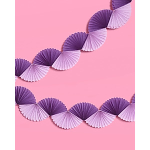 xo, Fetti Purple Paper Fan Garland - 6 Ft. | 3D Bachelorette Party Decorations, Cute Tissue Birthday Party Supplies, HBD, Hanging Photo Booth Backdrop, Girl Baby Shower Banner, Bridal Shower Decor