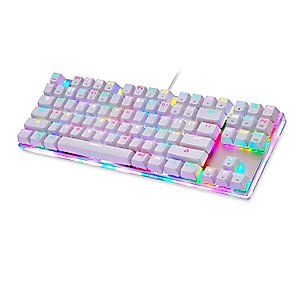 Feilx Mechanical Keyboard Red Blue Switch 87 Key Backlit Mechanical Gaming Gaming Keyboard for PC/Mac Gamer, Typist (Color : White)