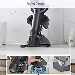 Hair Dryer Holder for Dyson Supersonic, Magnetic Stand Holder with Power Plug Cable Organizer, Aluminum Alloy Bracket, Bathroom Organizer for Dyson Supersonic Hair Dryer, Diffuser and Nozzles