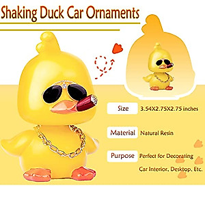 MuMyer Cool Yellow Duck Car Ornaments Funny Duck Car Toy Dashboard Decorations Shaking Head Doll for Car Auto Interior Decor Accessories