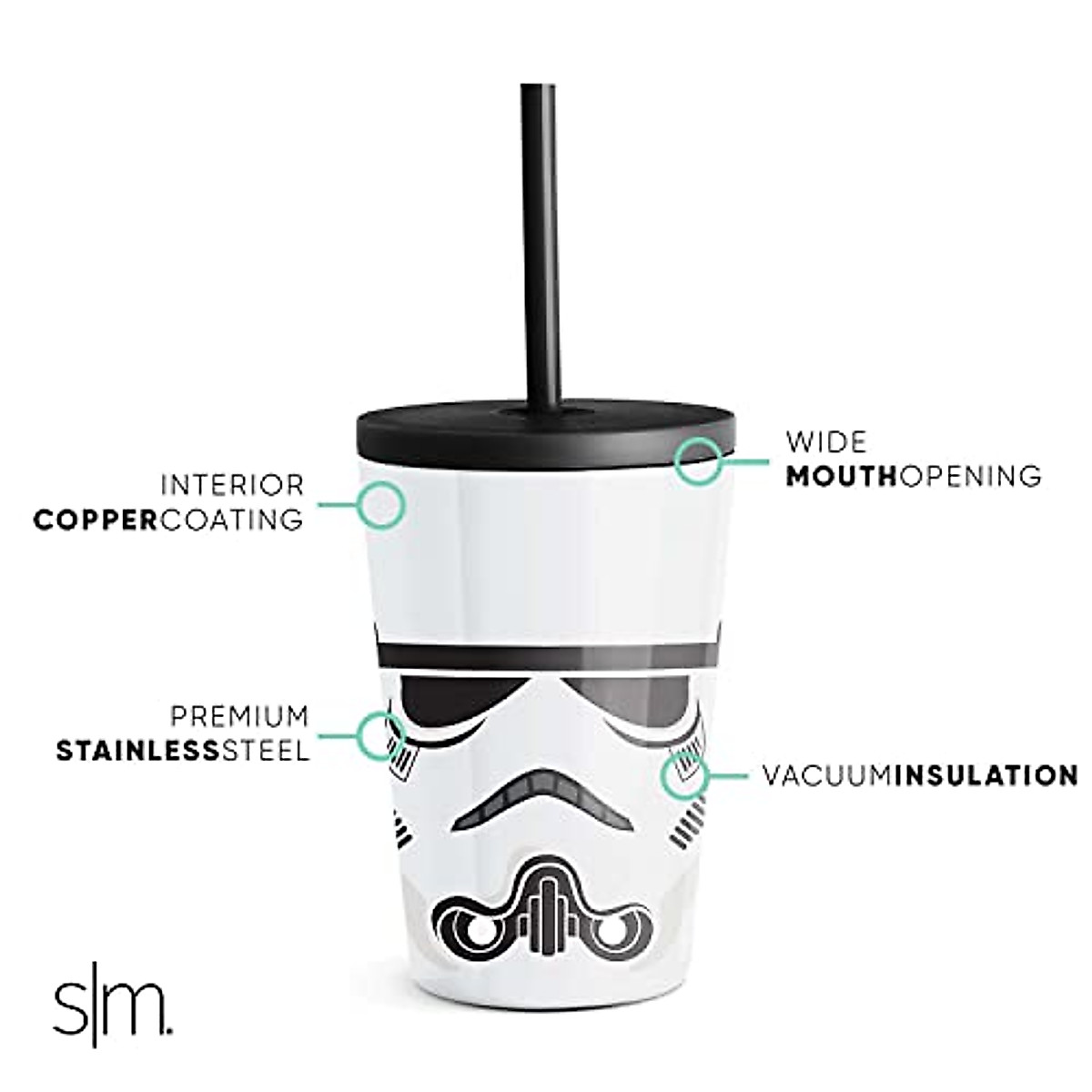Simple Modern Star Wars Stormtrooper Toddler Cup with Lid and Silicone Straw | Kids Water Bottle Tumbler Insulated Stainless Steel Thermos | Classic Collection | 12oz, Star Wars: Stormtrooper