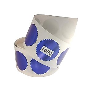 Blue Legal Embossing Labels, Metallic Foil Stickers, 2" Starburst Serrated Edge Seals, (Awards, Crafts, Envelopes, Notary Embossing) ROLL of 1000