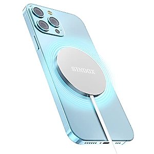 Magnetic Wireless Charger, SINDOX 15W Metal Fast Charging Pad for iPhone 14/13/12, 0.17In Ultra Thin USB-C Charging Pad MagSafe Charger for iPhone 14 Pro Max/14 Pro/14 Plus/13 Pro Max/13 Pro /13 Mini