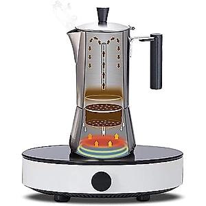 Easyworkz Pedro Stovetop Espresso Maker 6Cup 300ml Stainless Steel Italian Coffee Machine Maker Moka Pot Induction Espresso Pot
