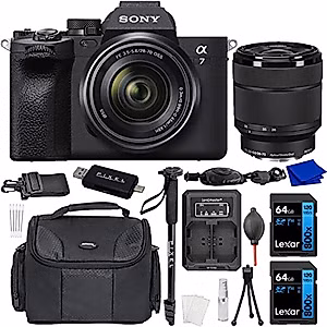 Sony A7 IV Mirrorless Digital Camera with 28-70mm Lens Bundle with Gadget Bag, 64GB SDXC Card (2Pc), Monopod, Dually Charger, More | Sony Alpha 7 IV