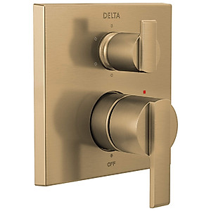 DELTA FAUCET T24967-CZ Angular Modern Monitor 14 Series Valve 6-Setting Integrated Shower Trim with Diverter, Champagne Bronz