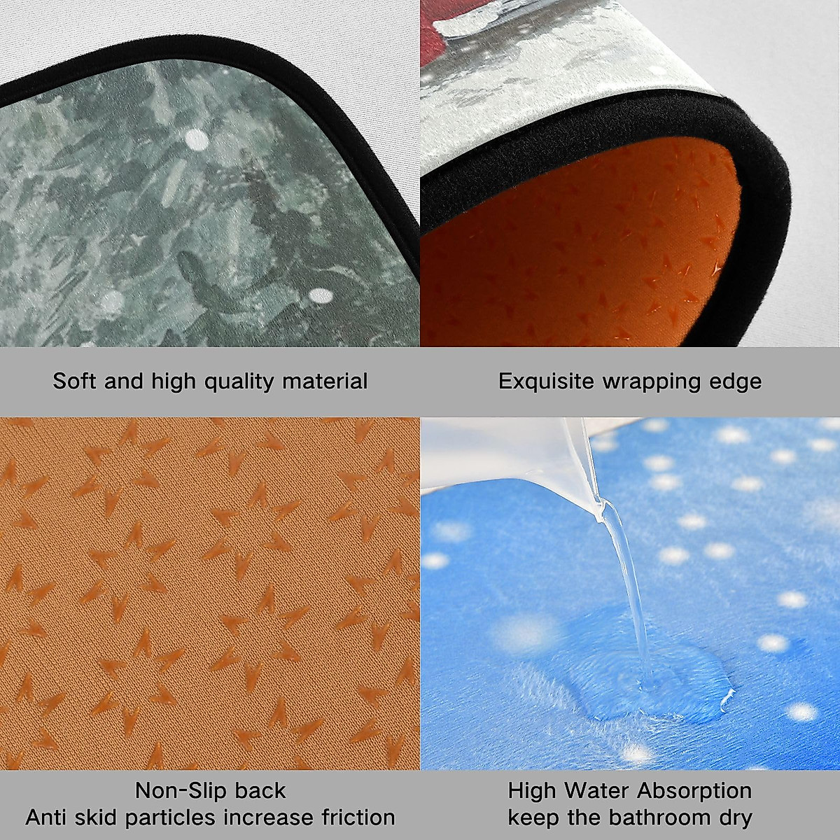 Pfrewn Red Truck with Chrismas Trees Kitchen Rug and Mat Set of 2 Snowy Poetic Winter Snowflakes Anti Fatigue Farmhouse Runner Rugs Floor Mats for Christmas Xmas Holiday Kitchen Laundry Home Decor