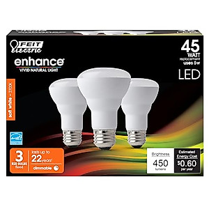 Feit Electric R20 LED Light Bulb, 45W Equivalent, Dimmable, 2700K Soft White, 450 Lumens, 90 CRI, E26 Base, Damp Rated, Recessed and Track Lighting Bulbs, 22-Year Lifetime, R20DM/927CA/3, 3 Pack