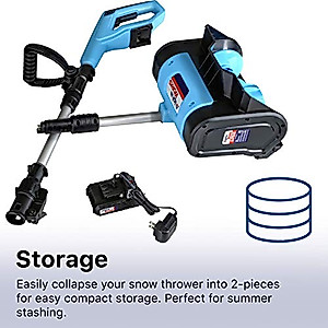 AlphaWorks Snow Thrower/Handheld Electric Shovel, Cordless DC 20V, Removable Battery, Lightweight | 10" x 5" Clearing, 25' ft Throwing Distance, 300 lbs/Min
