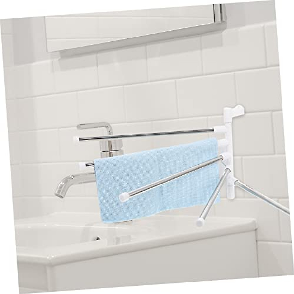 Zerodeko 5 Sets Rotating Towel Hanger Wall Hand Towel Rod Towel Display Rack Swivel Towel Bar Wall Towel Holder Wall Clothes Rack Wall Mounted Clothing Rack Multipurpose Towel Rack White Pp