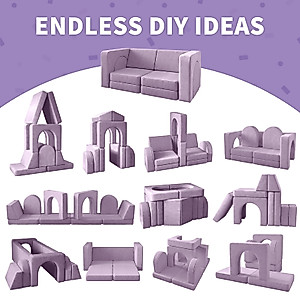 wanan Kids Couch 10PCS, Modular Kids Play Couch for Playroom Bedroom, 10 in 1 Multifunctional Kids Sofa for Playing, Creativing, Sleeping, Indoor Toddler Couch for Boys and Girls (Blueberry)