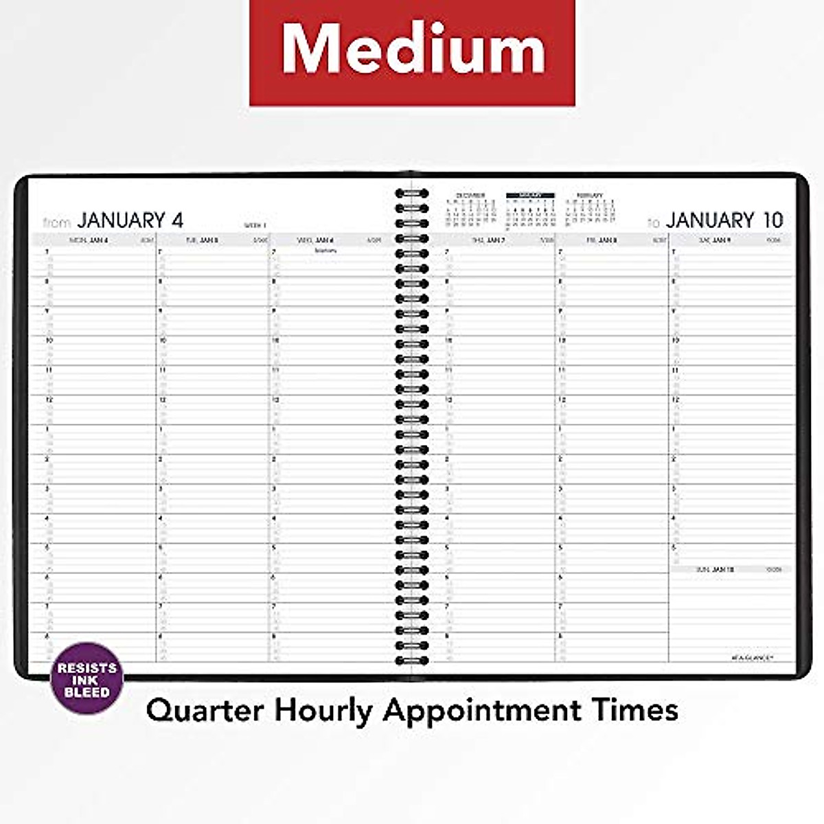 2021 Weekly Appointment Book & Planner by AT-A-GLANCE, 7" x 8-3/4", Medium, Black (709510521)