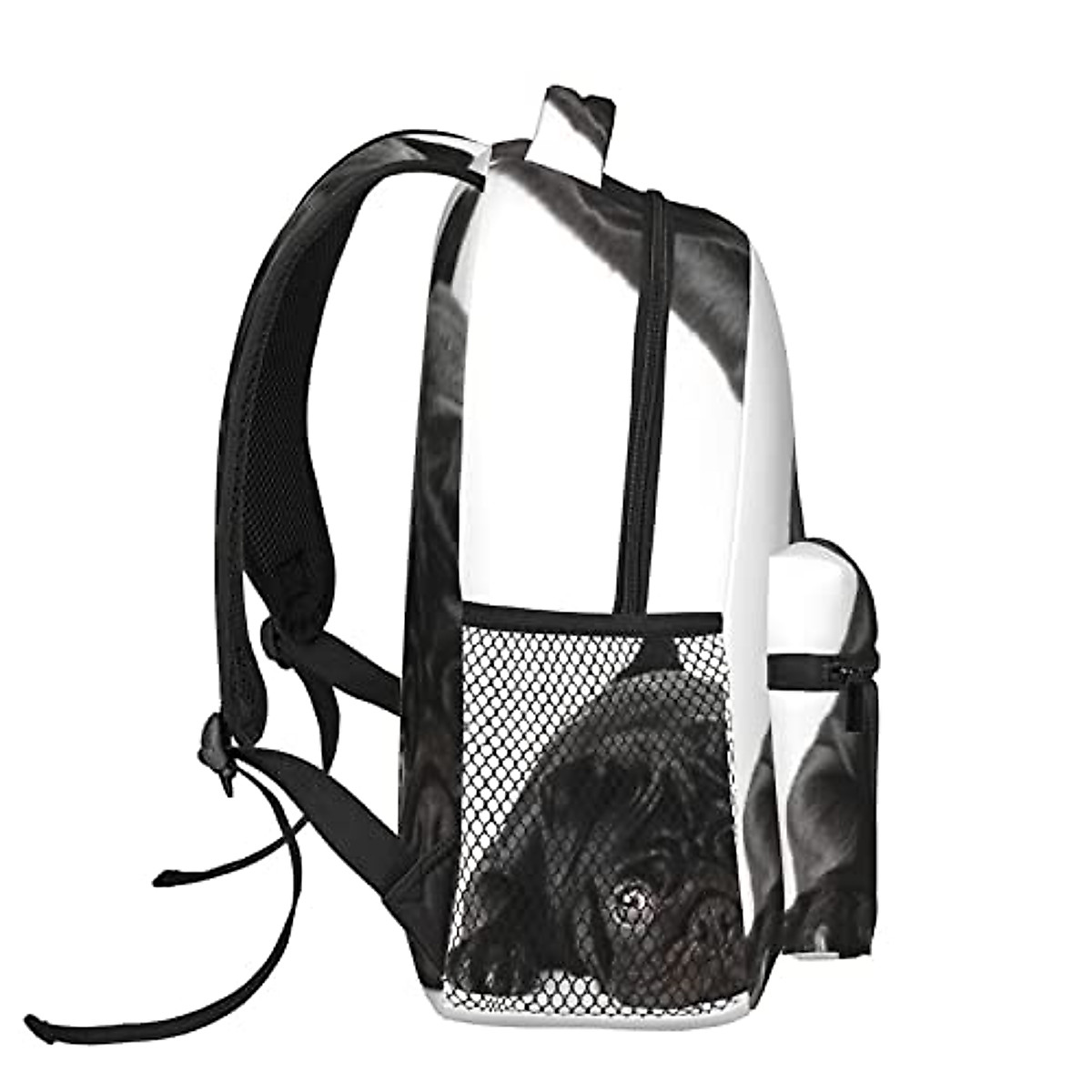 Black Pug Dog Casual Bookbag Backpack For Travel Teen Girls Boys Adult Gift