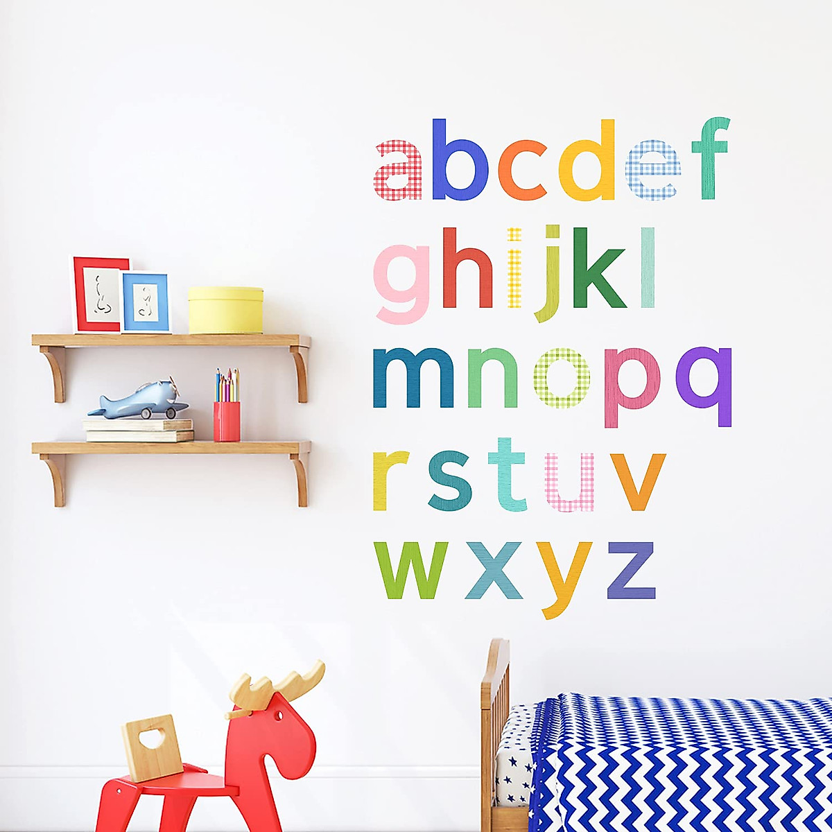 DECOWALL DW-1908 Pattern Alphabet Kids Wall Stickers Wall Decals Peel and Stick Removable Wall Stickers for Kids Nursery Bedroom Living Room d?cor
