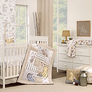 Disney Classic Pooh Hunny Fun with Piglet and Tigger White and Taupe Super Soft Changing Pad Cover