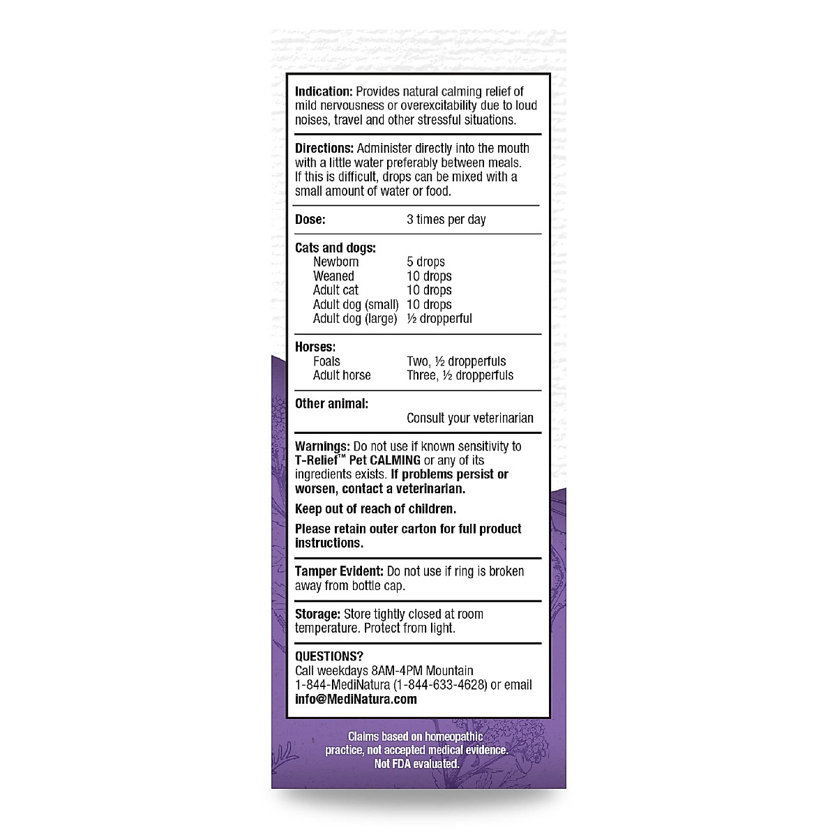 T-Relief Pet Calming Drops Natural Comfort Remedy & Nervousness Relief with Chamomile + 9 Homeopathic Stress Relieving Active Ingredients - Relaxing Herbal Blend for Dog & Cat - 1.69 oz