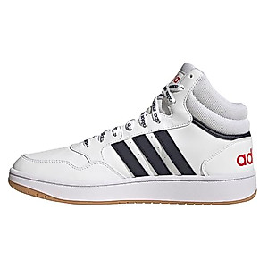 adidas Men's Hoops 3.0 Mid Basketball Shoes, White/Ink/Vivid Red, 8.5