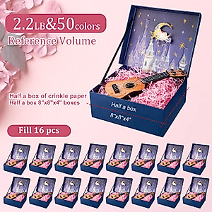 Tigeen 50 Pack Crinkle Cut Paper Shred Filler 2.2 LB Crinkle Paper Shredded Paper Filler Raffia Confetti Paper Shreds Basket Grass for Gift Wrapping DIY Craft Box Packing and Filling, 50 Colors