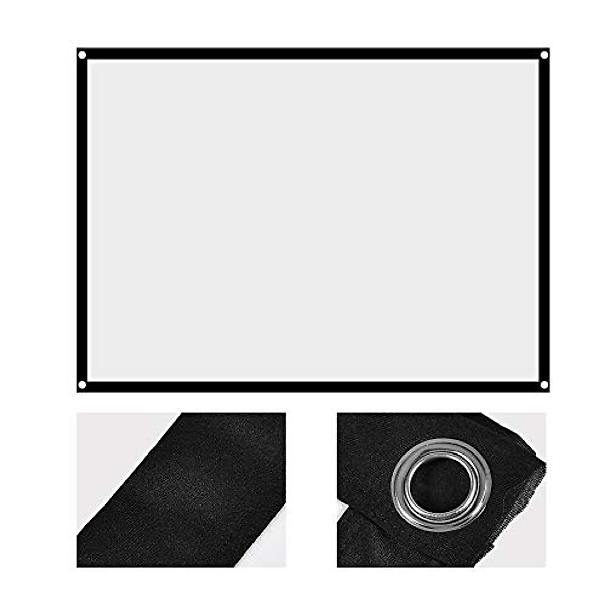 APAINI Portable Non-Crease White Projector Curtain Projection Screen with Adhesive and Hooks Projection Screens (Size : 100 inch)