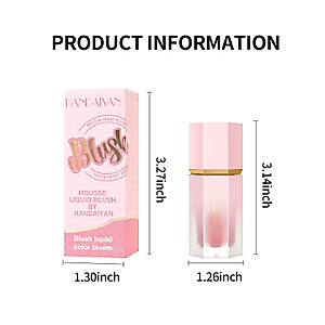 Mousse Liquid Blush, Liquid Blush Beauty Wand with Sponge Tip Easy to Apply for a Natural Radiant Look, Matte Silky Texture, Long-Lasting, Lightweight Blush Liquid Makeup (5# Mystery)