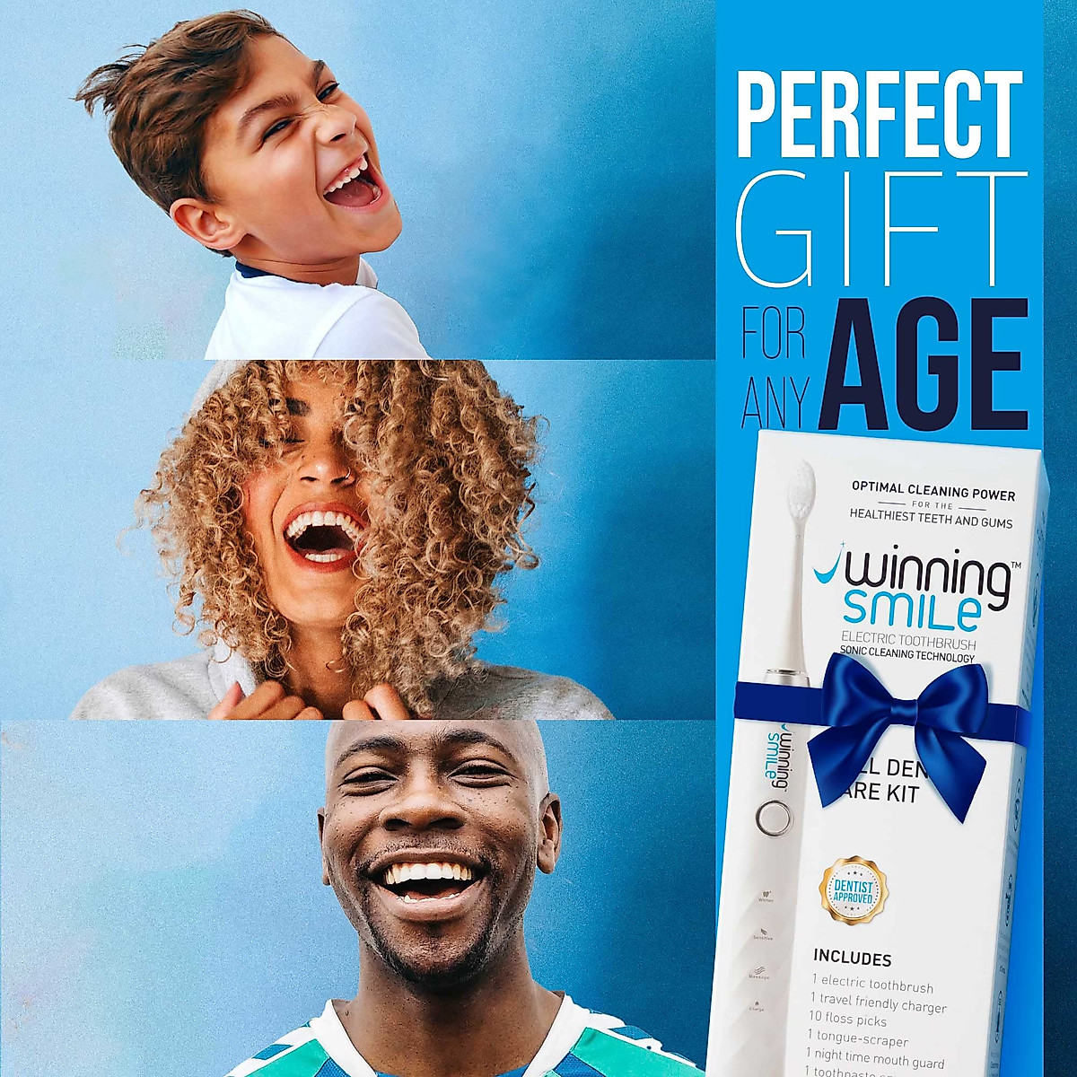 Winning Smile Electric Toothbrush Dental Kit for Adults - Best Sonic Power Cleaning Technology - Rechargeable Electronic Toothbrushes