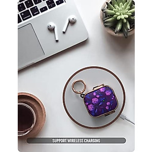 GuarzFun case for AirPods 1st & 2nd Case, Secure Lock Airpod case with Lock lid Keychain Clip, Full Body Hybrid Material Protective Cover for Men Women (Purple Butterfly)