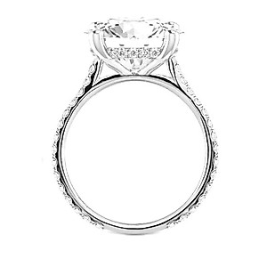 14K Gold Handmade 4 CT Oval Cut VVS1 Colorless Moissanite Engagement Rings for Women Bridal Set Moissanite Wedding Rings for Gifts (White Gold, 8)