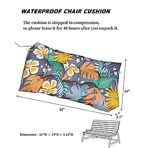 Srutirbo Outdoor Bench Cushion 51”x 19” Waterproof Floral Printed Garden Patio Bench Seat Cushion Swing Cushion for Wicker Loveseat Settee, Patio Furniture (Flower)