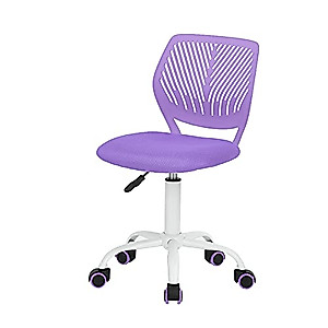 Geniqua Children Task Chair Lumbar Mid Back Adjustable Height Study Computer Chair with Mesh Seat Casters for Home Office, School, Purple