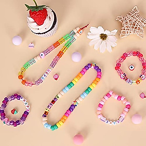 QUEFE 3540pcs Pony Beads 2400pcs Rainbow Kandi Beads Bulk, Crafts Gift, in 48 Colors and 1020 Letter Beads, Polymer Clay Beads for Bracelets Jewelry Making Kit, DIY Arts