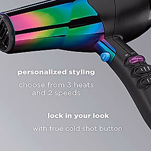 INFINITIPRO BY CONAIR Hair Dryer, 1875W Ion Choice Hair Dryer - Turn Ions ON for Smooth, Shiny Hair and OFF for More Fullness and Volume