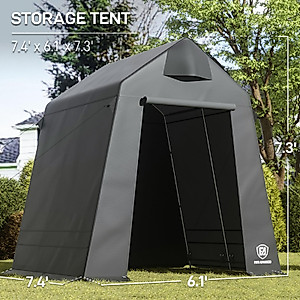 EVER ADVANCED Outdoor Storage Shelter with Vents Storage Tents for Outside Heavy Duty Storage Sheds for Motorcycle, Bike, Grey
