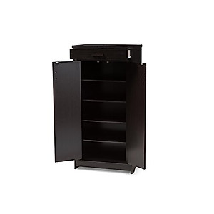 Baxton Studio Valdoise Shoe Cabinet, Wenge Dark Brown