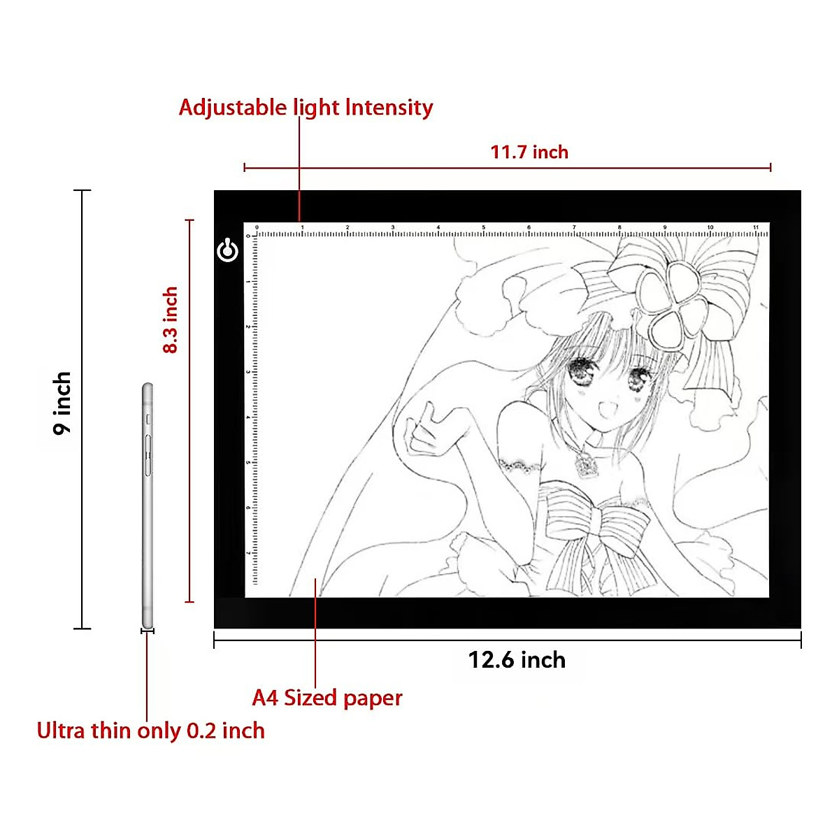 LitEnergy A4 Portable LED Light Box Trace, Light Pad USB Power LED Artcraft Tracing Light Table for Tattoo Transferring, Drawing, Sketching, Animation