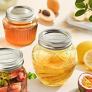 Canning Lids Regular Mouth For Ball/Kerr Jars, Split-Type Metal Mason Jar Lids with Silicone Seals, Silver, 48 Count