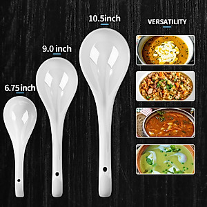 Artena Soup Ladle Set Of 2, 10.5 Inch White Ceramic Ladle Spoon, Ladles For Serving, Big Soup Spoons, Asian Soup Spoons, Chinese Soup Spoons, Long Handle Spoon, Deep Oval Hook Design, Dishwasher Safe