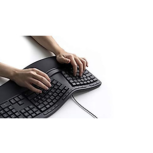 Microsoft Ergonomic Desktop - Black - Wired, Comfortable, Ergonomic Keyboard and Mouse Combo, with Cushioned Wrist and Palm Support. Split Keyboard. Dedicated Office Key.