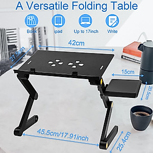 Laptop Stand Adjustable, Uten Laptop Desk for up to 17" Laptops, Portable Laptop Table Stand for Bed & Sofa & Desk, Detachable Mouse Pad, Ergonomic Lap Desk, TV Bed Tray, Office Stands(Black)