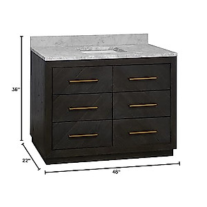 Avery 48-inch Bathroom Vanity (Carrara/Dark Oak): Includes Dark Oak Cabinet with Stunning Carrara Marble Countertop and White Ceramic Sink