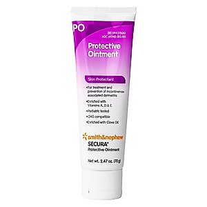 Smith+Nephew SECURA◊ Protective Ointment, Diaper Rash Ointment Tube, Dermatitis Moisturizer, Contains Vitamin A, D, and E, 2.47 Ounces